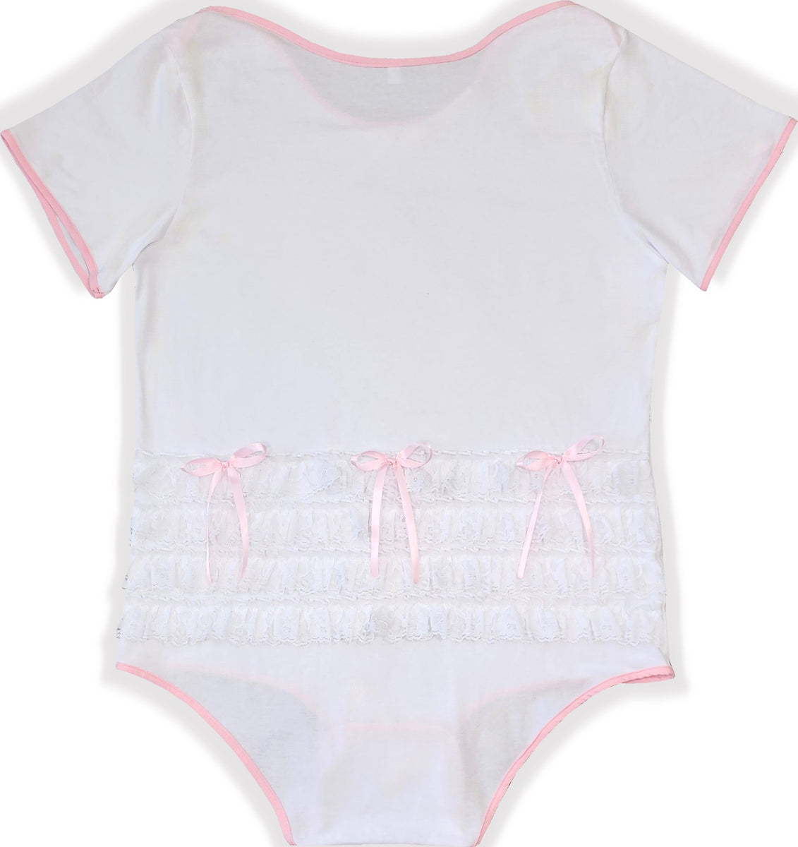 White Ruffle Butt Pink Bows Adult Baby Sissy ABDL Onesie Romper by Lea ...