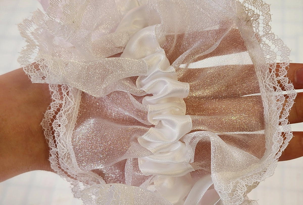 White Sparkle Organza Bow Lockable Adult Baby Girl Sissy Collar by Lea ...